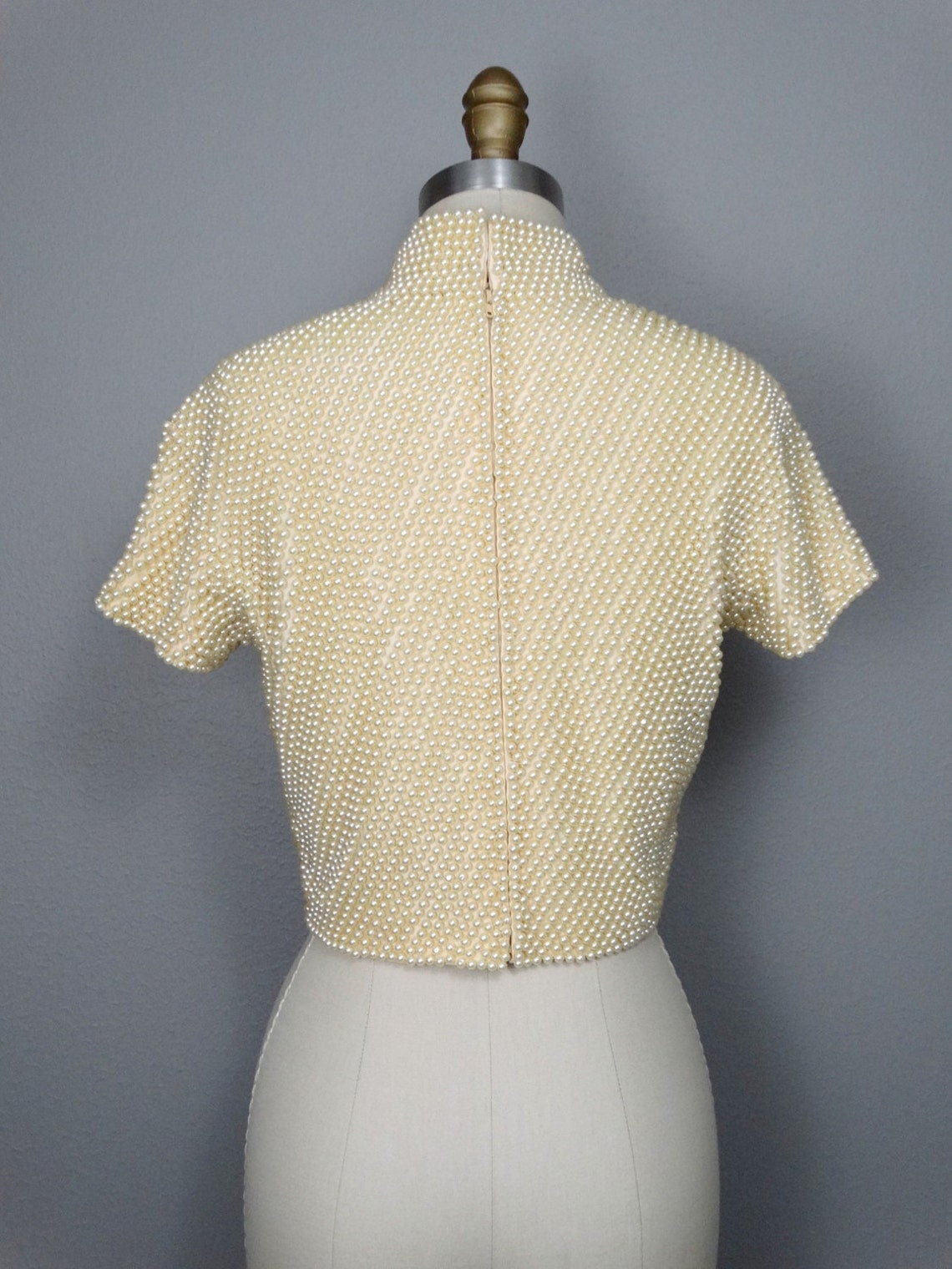 Ivory Pearl Beaded Crop Top // Heavily Embellished Top W/ - Etsy