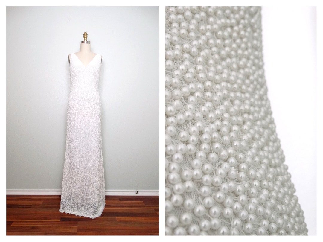 All Pearl Beaded Wedding Dress / Heavily Embellished Wedding Gown ...