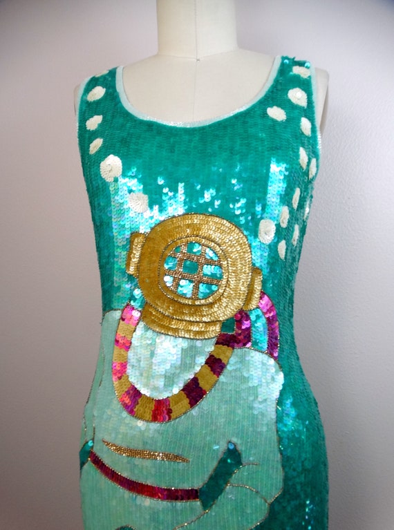 RARE Treasure Sequined Dress / POP ART Jewel Embellis… - Gem