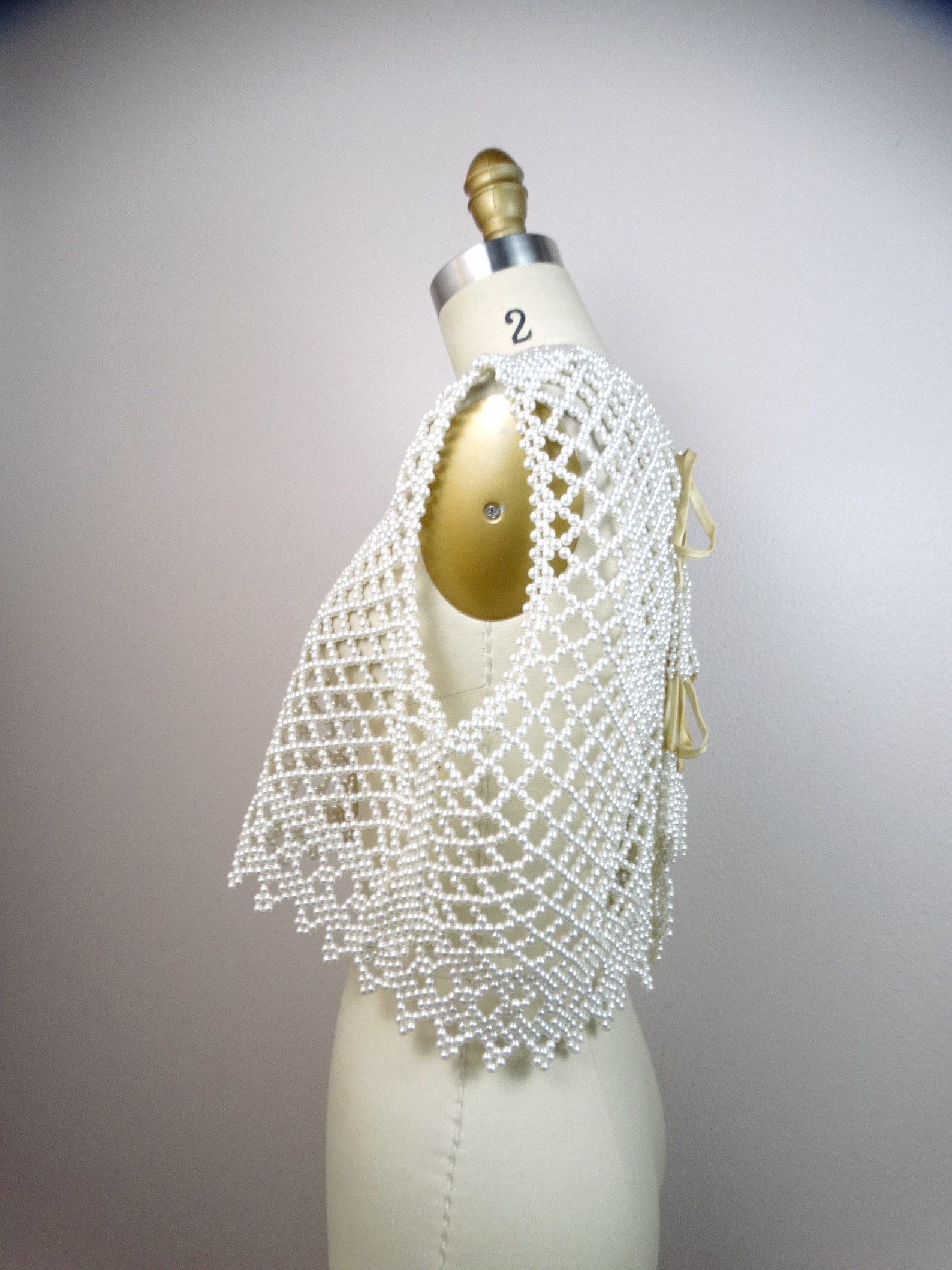 RARE 50s Pearl Beaded Caged Crop Top // Sheer Beaded Cropped Bolero ...