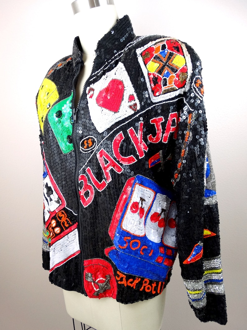 VEGAS Casino Sequin Jacket / Lucky Dice Sequined Bomber Jacket - Etsy