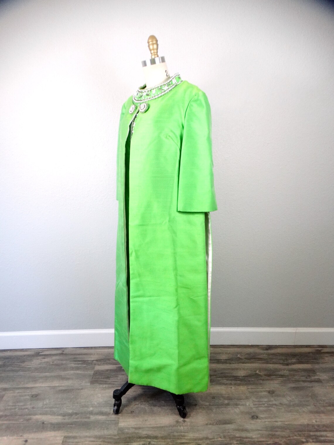 50s 60s Lime Evening Dress & Coat / 1950’s 1960's MCM Vintage Couture ...