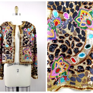 VERY HEAVY Jewel Beaded Jacket / Heavily Embellished Bedazzled Cardigan ...