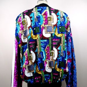 RARE Vintage Jewel Tone Sequined Jacket // Bright Blue and Pink Polka ...