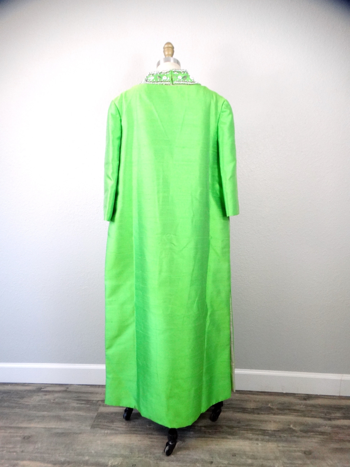 50s 60s Lime Evening Dress & Coat / 1950’s 1960's MCM Vintage Couture ...