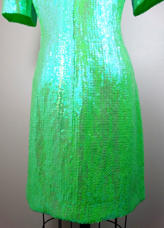 Designer Vintage Neon Sequin Dress / RARE Fluorescent… - Gem