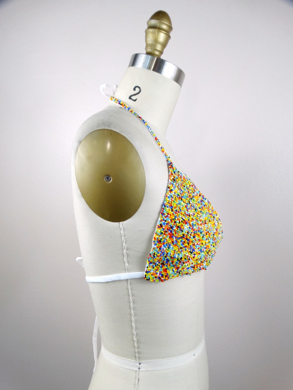 Hand Beaded Bra // Bright Bead Embellished Vintage Bra Top // | Etsy