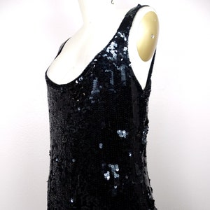 Liquid Sequin Embellished Gown / Jet Black Sequined Full Length Dress ...