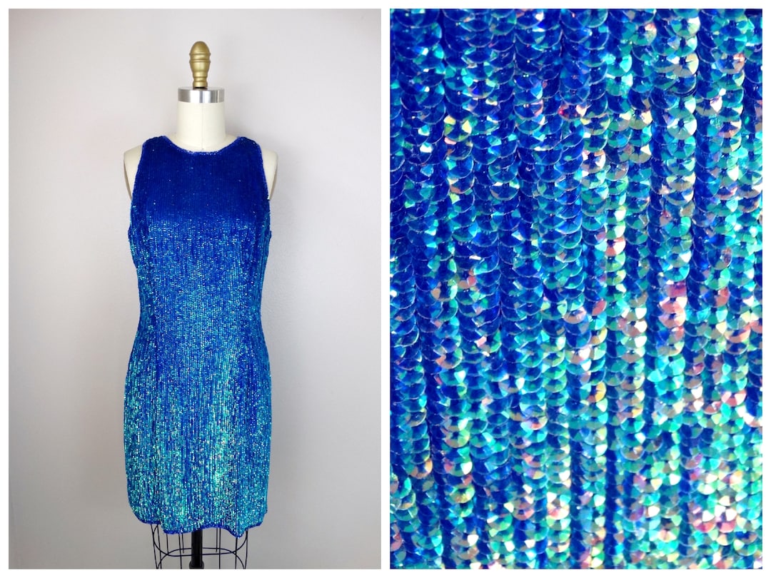 Ombré Sequin Dress // Iridescent Mermaid Blue Green Sequined Dress ...