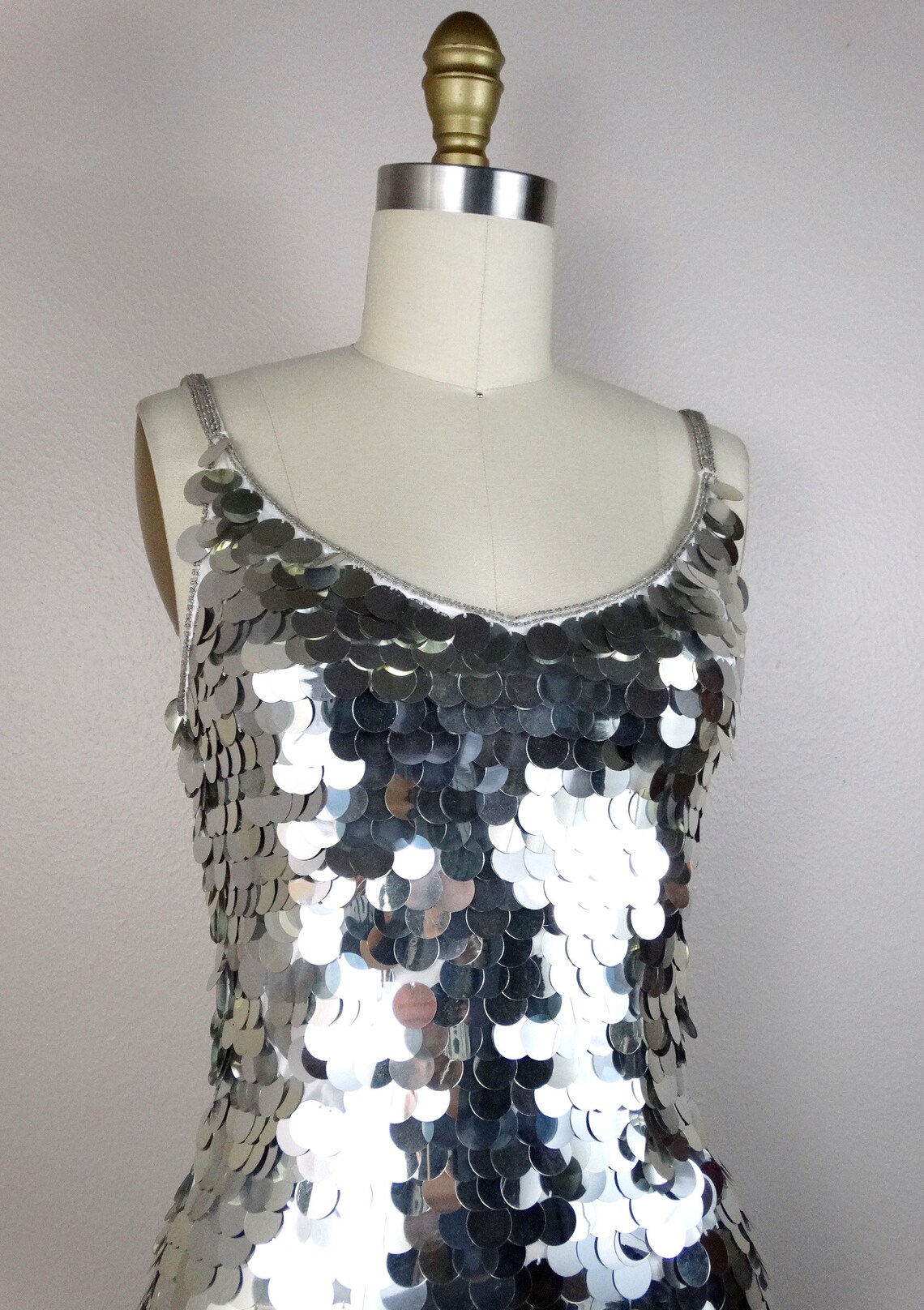 GLAM Disco Paillette Sequined Trophy Dress / Mirror Silver Sequin ...