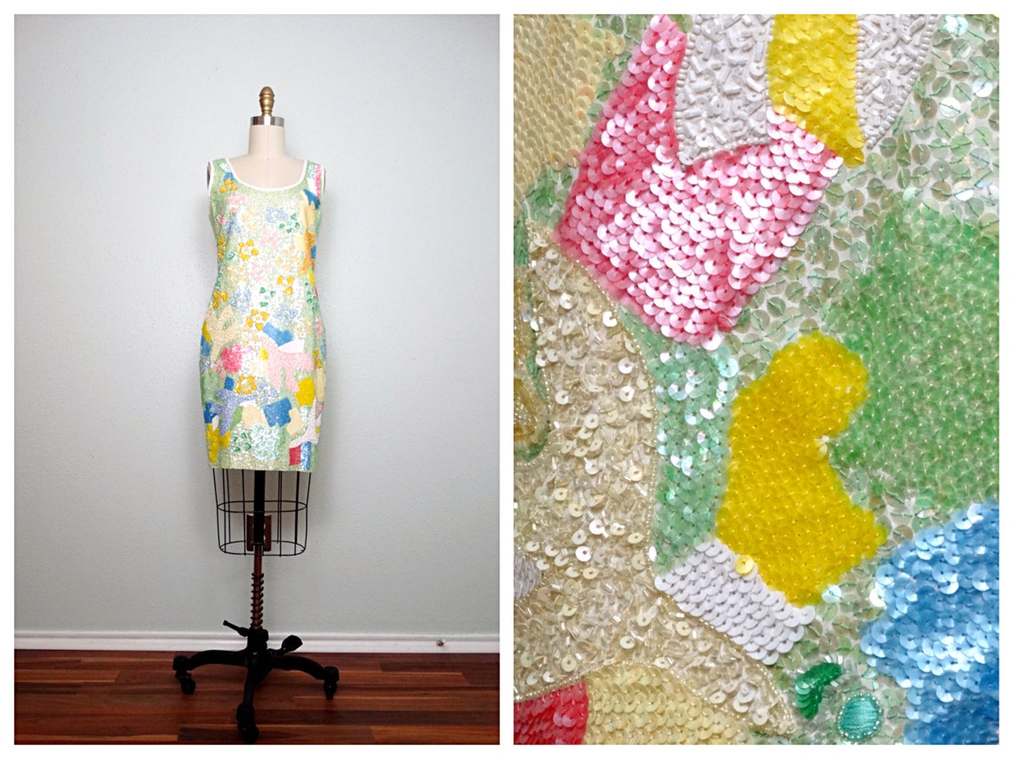 ESCADA Vintage Sequin Beaded Dress // 80s 90s Designer Couture - Etsy