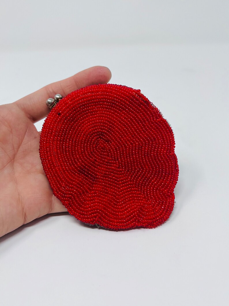 Red Berries Beaded Coin Clutch / Vintage Raspberry Change Purse - Etsy