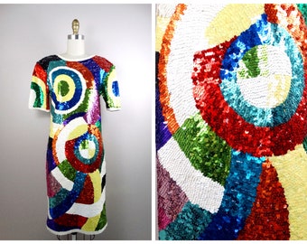 Rainbow Sequin Dress - Etsy