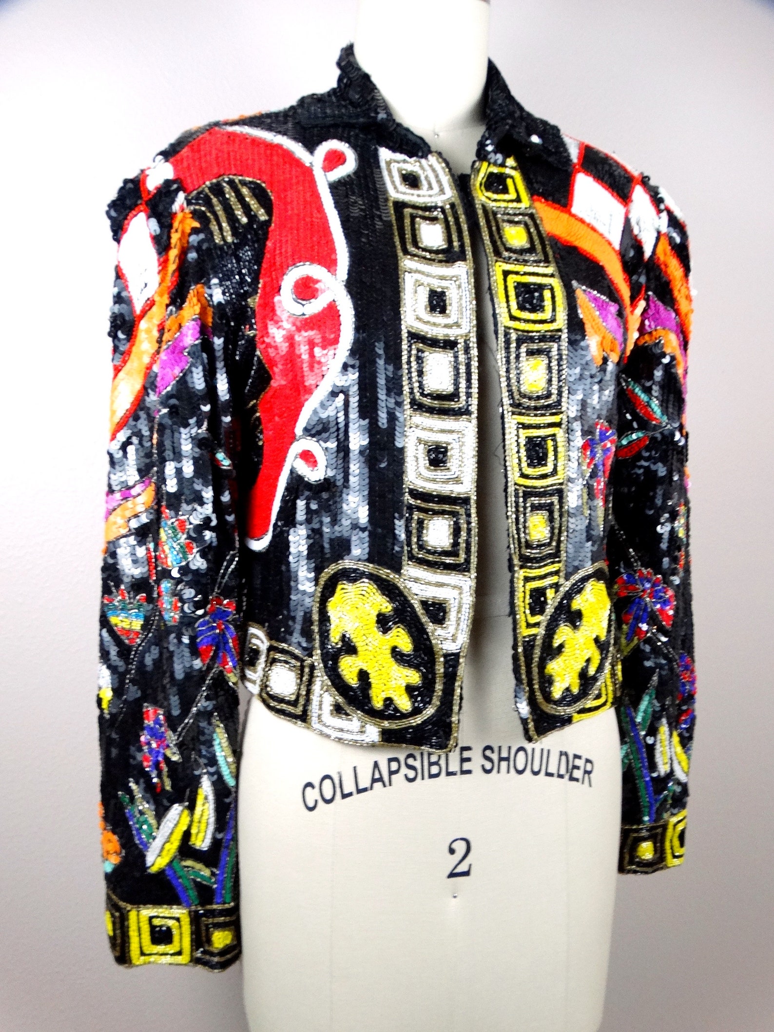 RARE Rad Sequin Moto Jacket // Vintage GLAM Embellished Beaded - Etsy