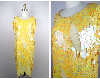 Yellow Sequin Dress - Etsy