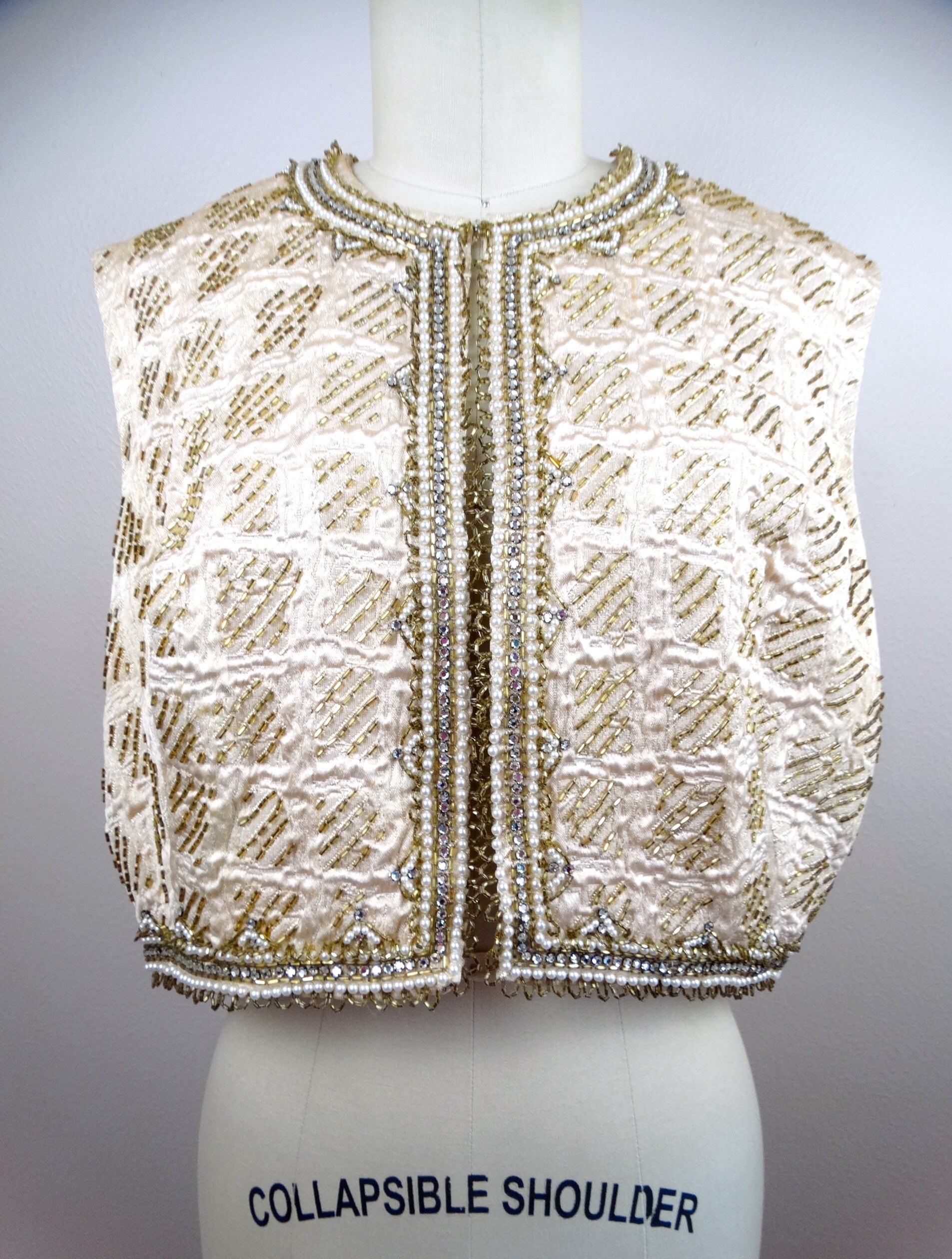 50s Beaded Bolero Vest: Vintage Rhinestone & Pearl Crop Top - Etsy