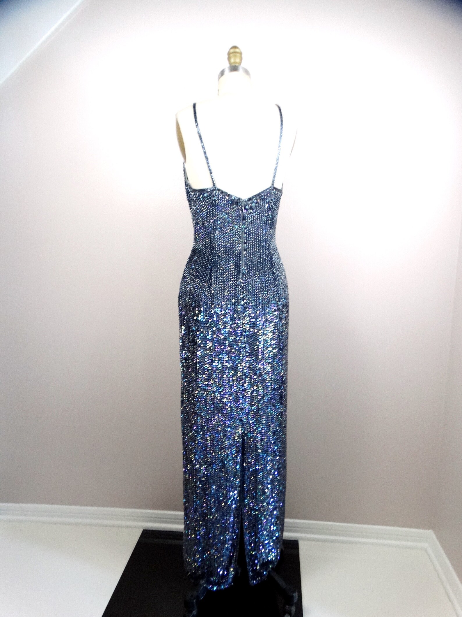 Oilslick Sequin Gown / Iridescent Black Sequined Full Length Dress - Etsy