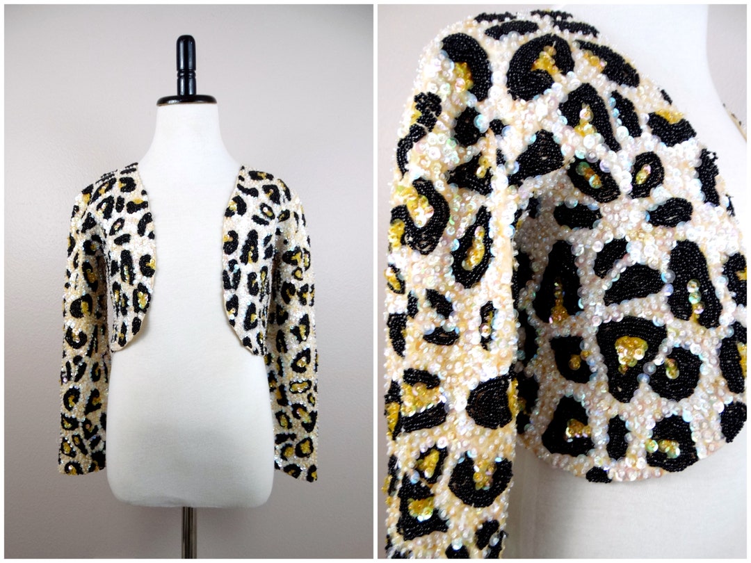 6x/7 Girl's Sequin Leopard Bolero // Wild Animal Print Sequined Cropped ...