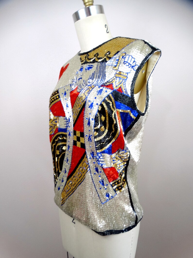 RARE King of Hearts Crystal Beaded Top // Vintage Haute - Etsy