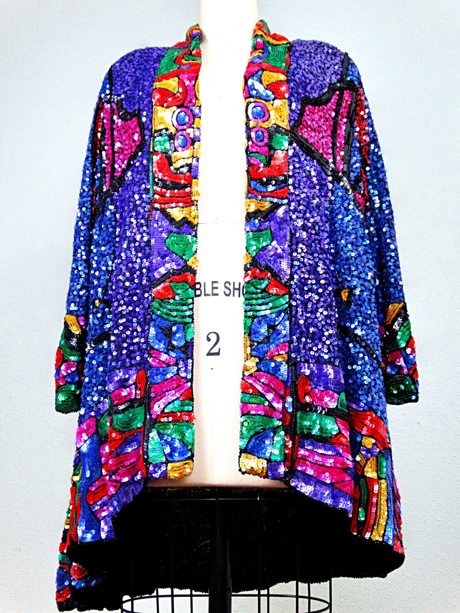 INCREDIBLE Retro Sequined Swing Coat / Colorful Sequined Long - Etsy