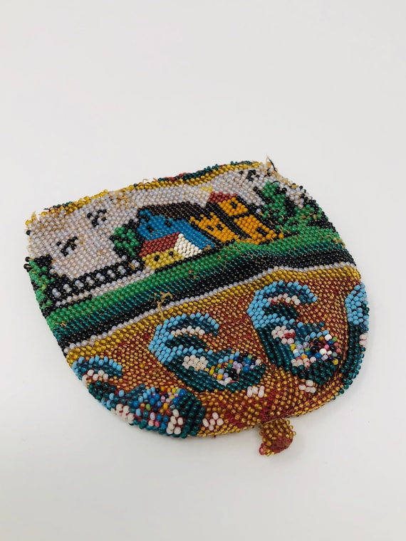 20s Folk Art Beaded Pouch // 1920s Vintage Flapper Be… - Gem