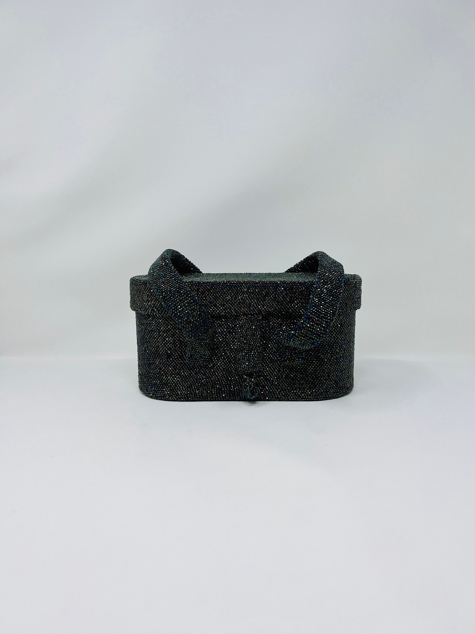 30s Micro Glass Bead Embellished Hard Shell Box Purse / 1930's Oval Mid ...