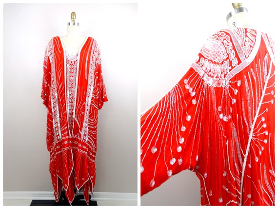 Plus Size Sequin Formal Dress + Duster Set / Bright R… - Gem