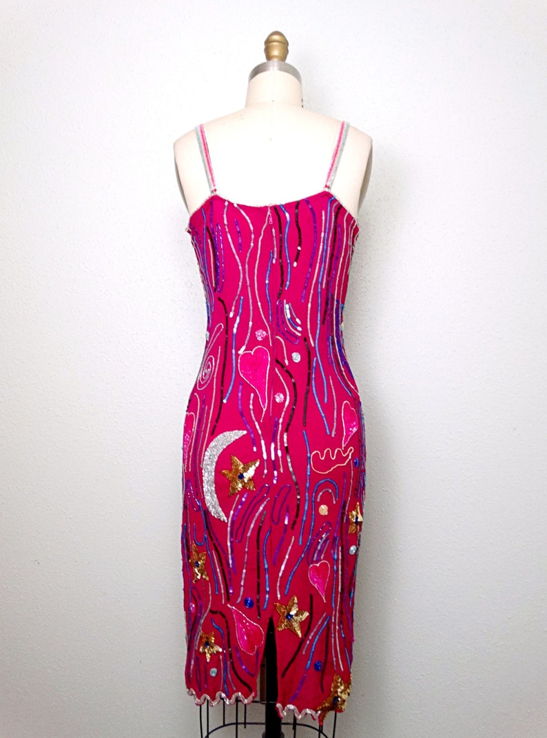 Stars & Hearts Sequined Beaded Dress W/ Long Shrug // Moon Star Heart ...