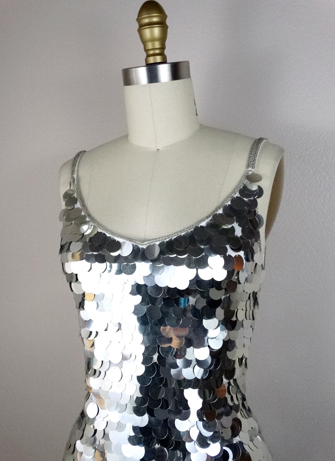 GLAM Disco Paillette Sequined Trophy Dress / Mirror Silver Sequin ...