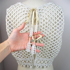 RARE 50s Pearl Beaded Caged Crop Top // Sheer Beaded Cropped Bolero ...