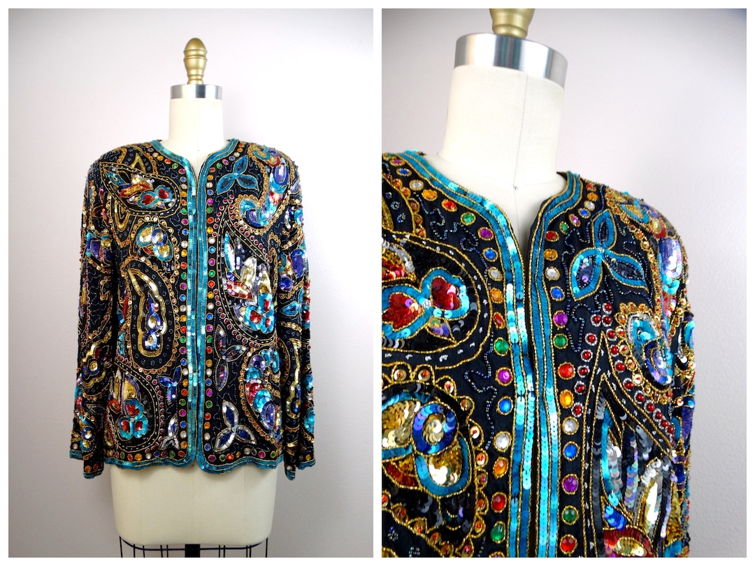 Bedazzled Jewel Embellished Glam Top // Rainbow Rhinestone Bejeweled ...