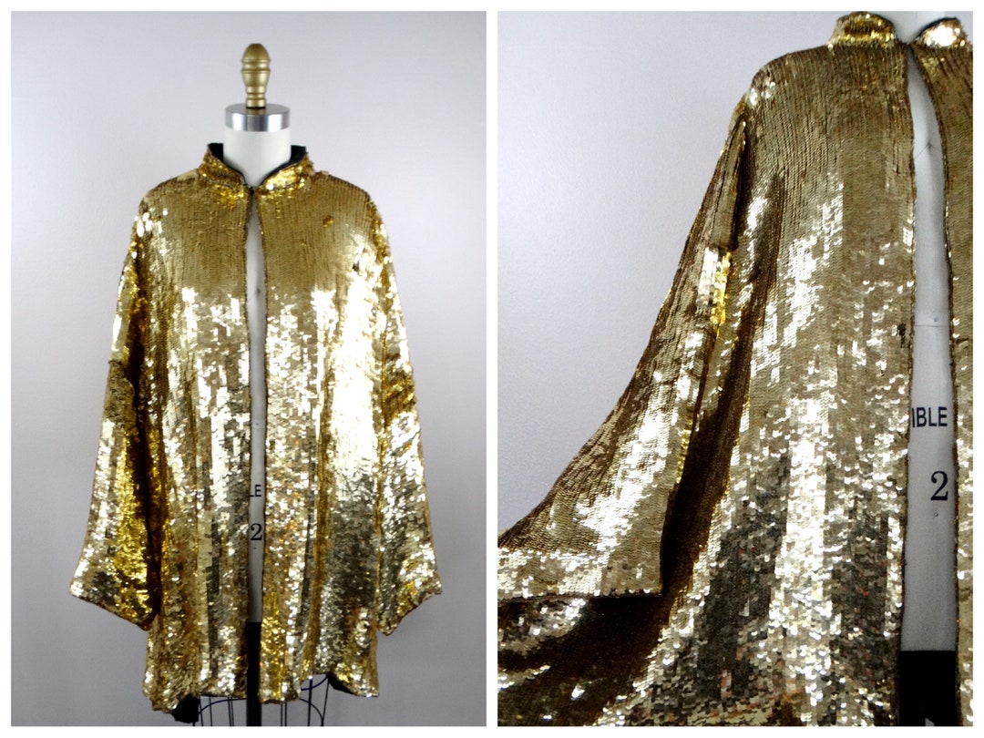 Liquid Gold Sequin Coat / Flashy Sequined Overcoat / Golden Vintage ...