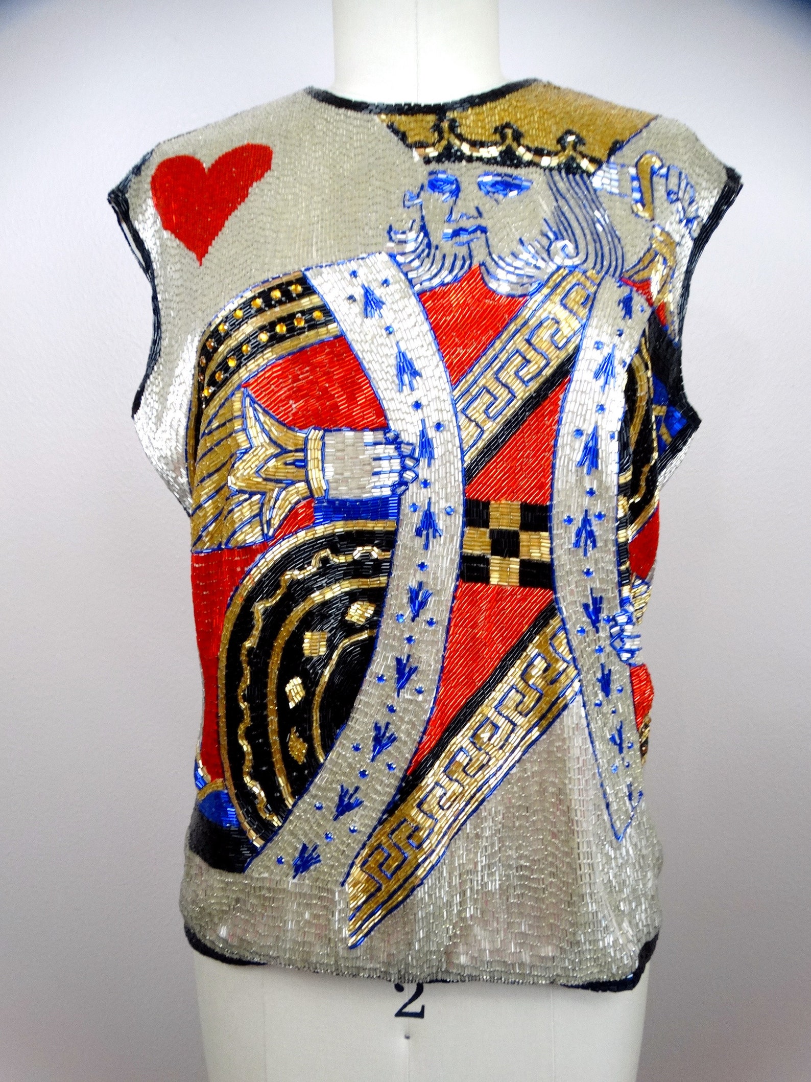 RARE King of Hearts Crystal Beaded Top // Vintage Haute - Etsy