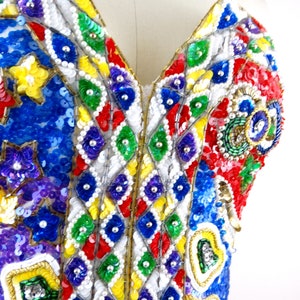 Whimsical Beaded Sequin Bustier / Colorful Corset Top / Bright ...