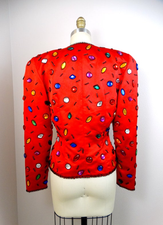 RARE Jewel Beaded Jacket / Rainbow Rhinestone Crystal… - Gem