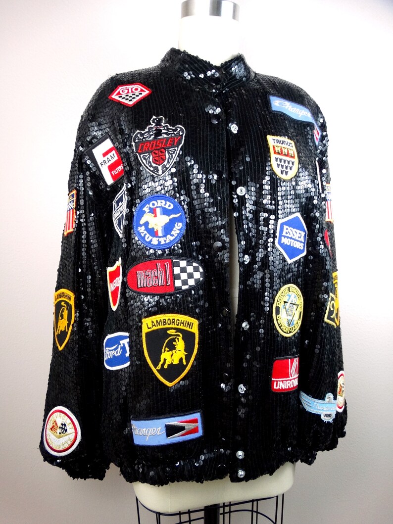 Racing Sequin Bomber Jacket // Luxury Automotive Patches - Etsy