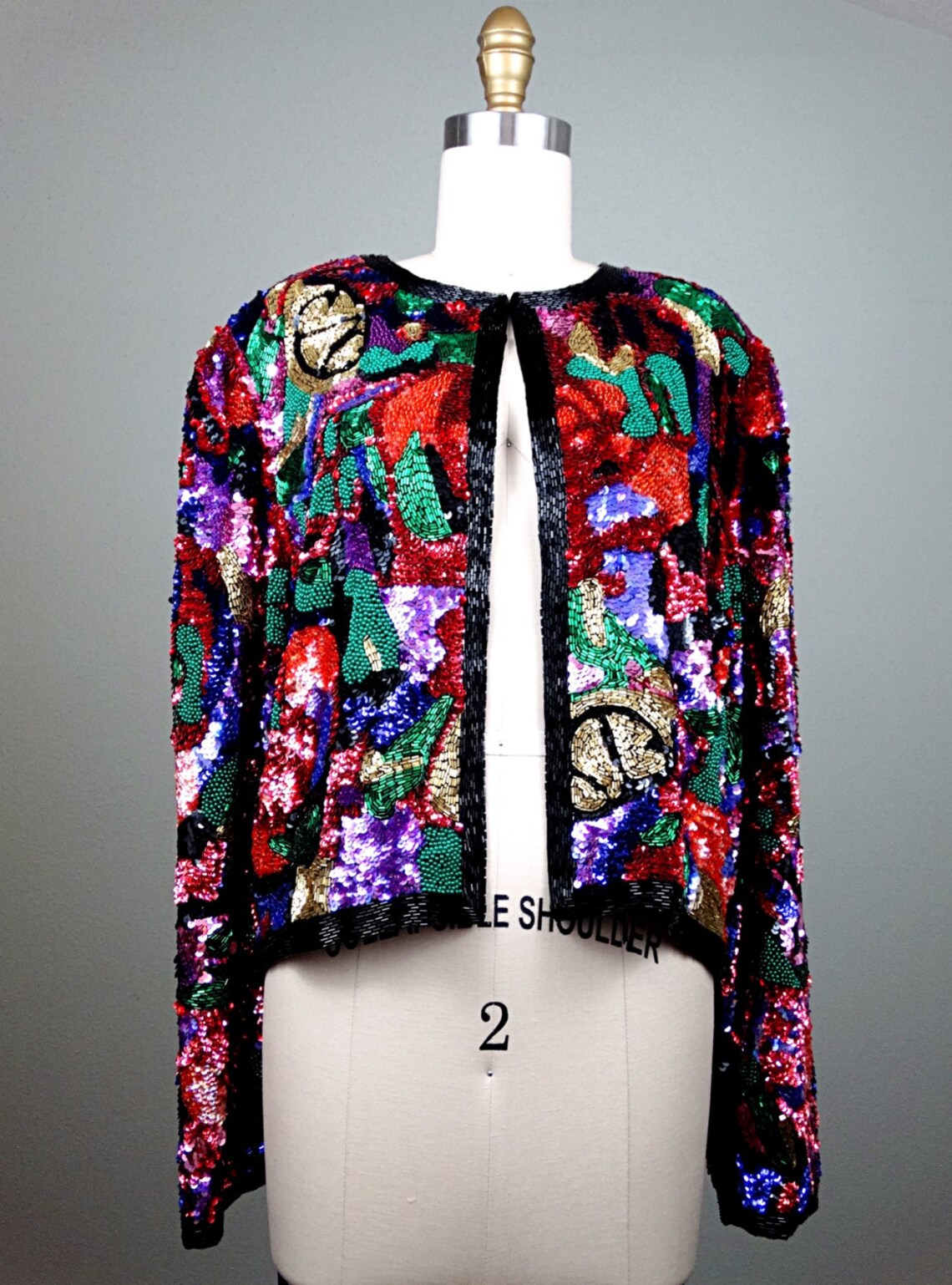 STUNNING Heavily Beaded Sequined Jacket / Bright Orange Green - Etsy