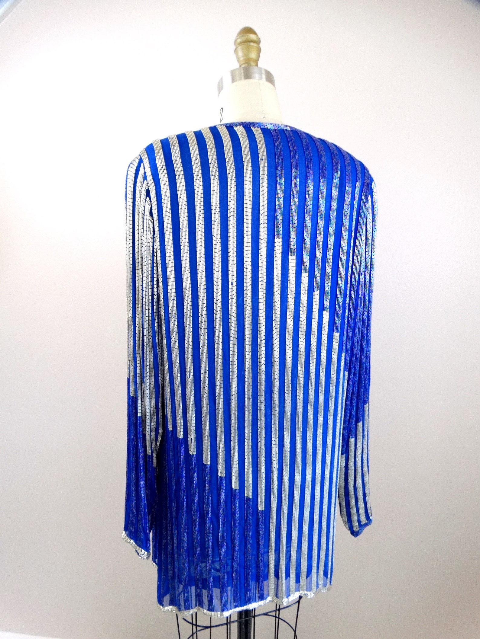 HEAVY Beaded Blazer // Royal Blue and Silver Embellished Long - Etsy