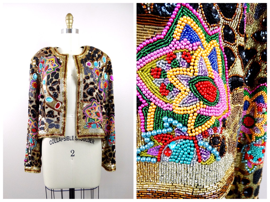 VERY HEAVY Jewel Beaded Jacket / Heavily Embellished Opened - Etsy