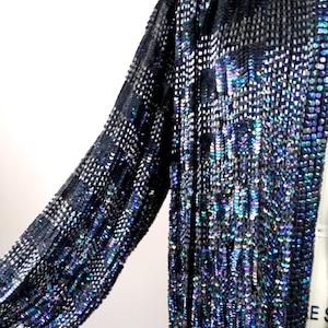 HEAVY All Sequined Beaded Long Jacket / Fancy Sequin Embellished Open ...