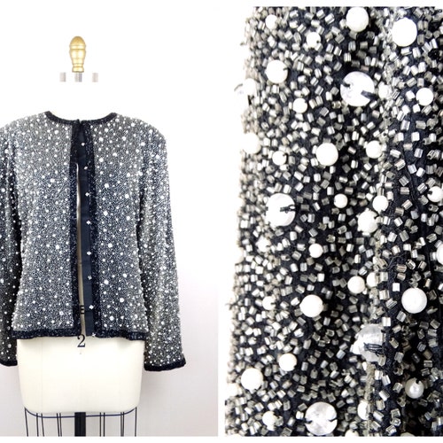 Vintage Pearl Beaded Sequin Jacket // Heavily Ivory White - Etsy