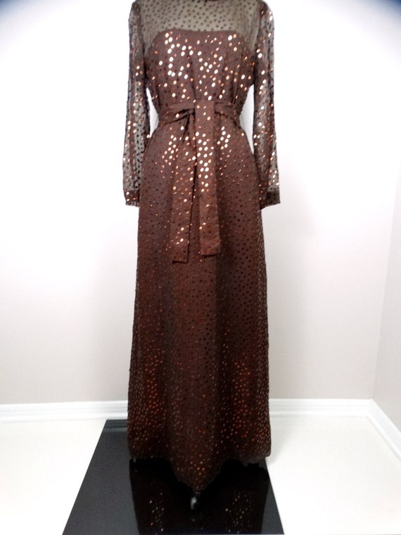 70s Vintage Sequin Gown // 1970’s Designer Full Lengt… - Gem