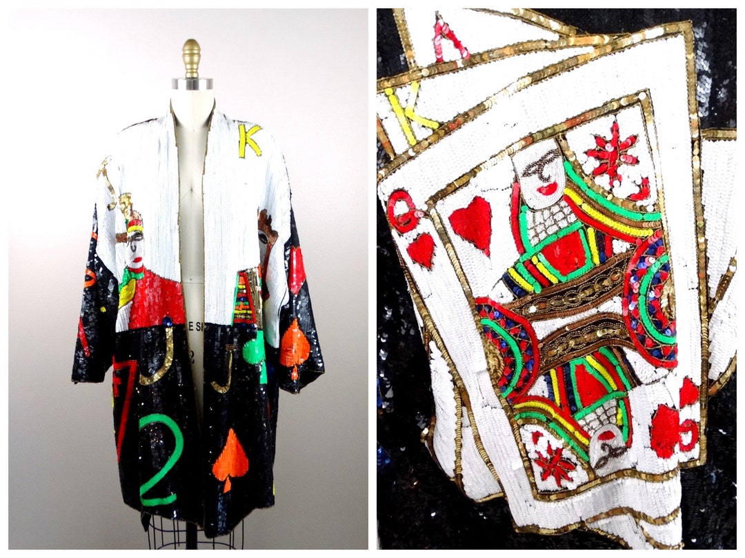 LUCKY Sequin Dress Coat / Kings & Queens Casino Card Player Oversized ...