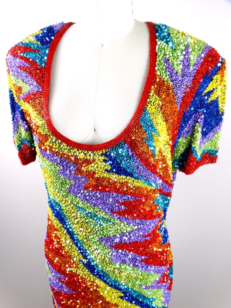 RIAZEE Sequined Dress // RARE Retro Sequin Dress / Vintage | Etsy