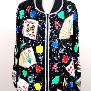 LUCKY Sequined Jacket / Las Vegas Casino Sequin Bomber Jacket / Fully ...