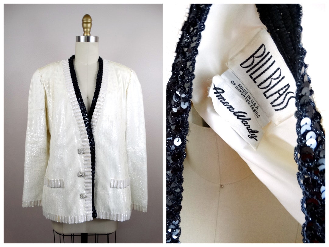 Amen Wardy & Bill Blass Sequin Blazer / Preppy Black and White All ...