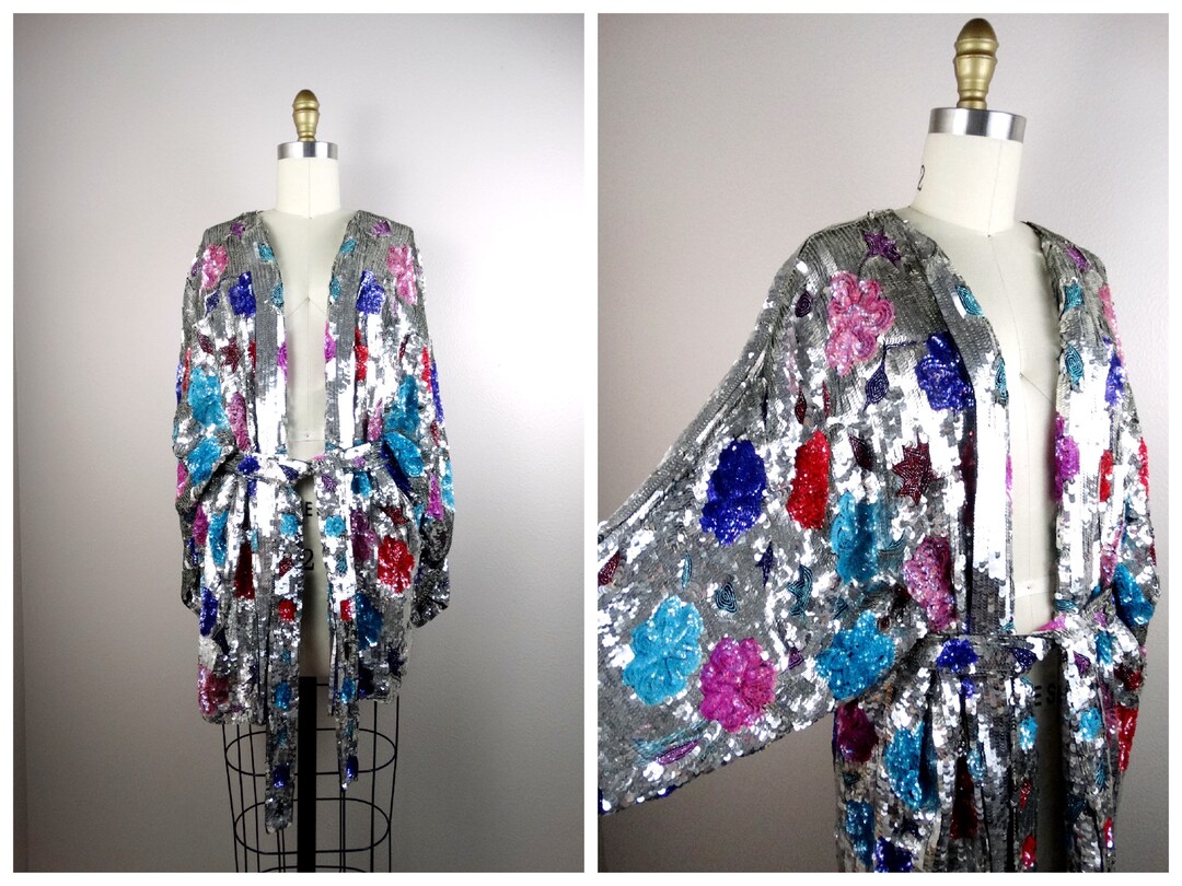RARE Fully Sequin Duster Coat / DAZZLING Reflective Mirror Sequined ...
