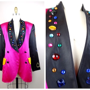 Jewel Beaded Sequined Hearts Blazer // Artsy Deco Heart Moon & Stars ...