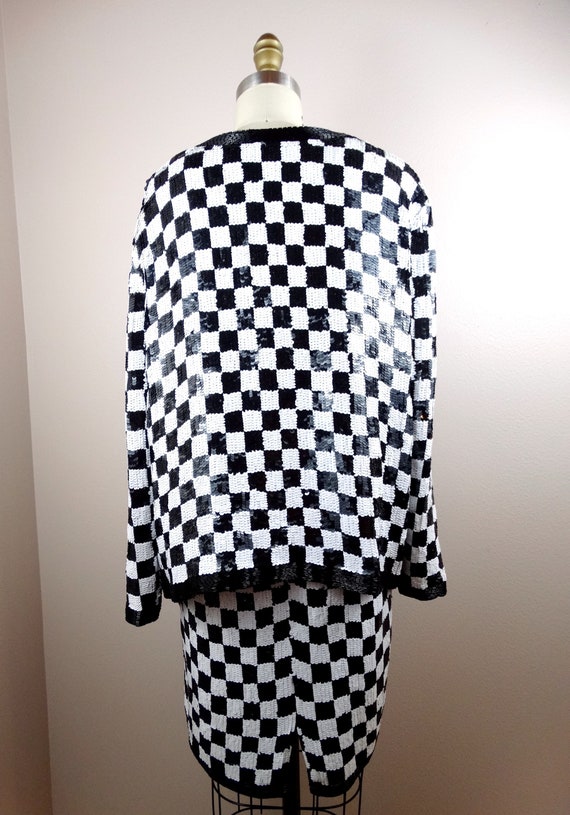 RETRO Fully Sequined Checkered Dress and Jacket ‣ Black and RETRO Fully Sequined Checkered Dress and Jacket ‣ Black and