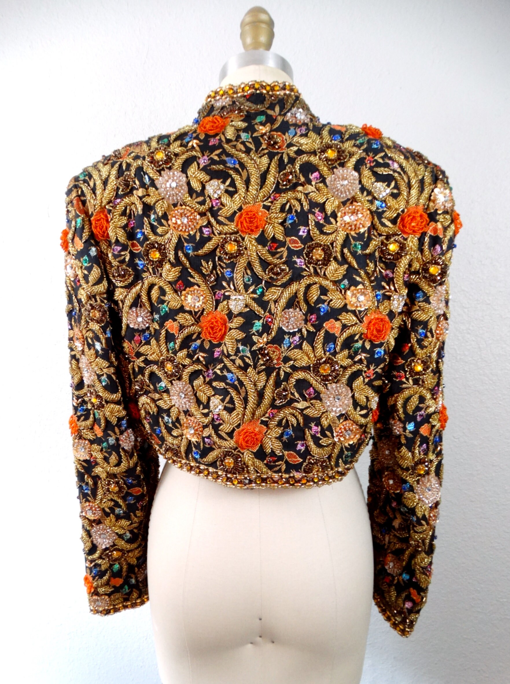 HEAVY Couture Crystal Beaded Bolero / Rhinestone Bejeweled Shrug ...